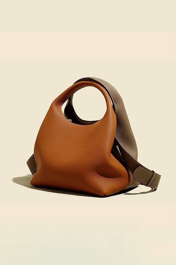 Fibflx Women's Double-sided Leather Boho Bucket Handbag