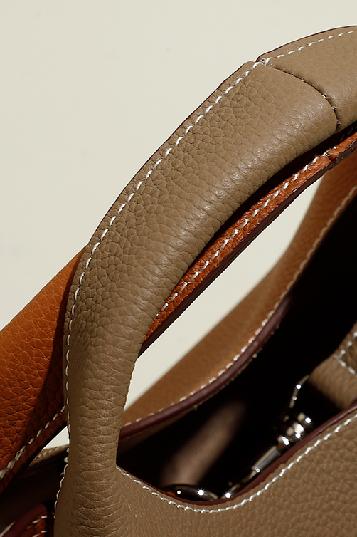 Fibflx Women's Double-sided Leather Boho Bucket Handbag