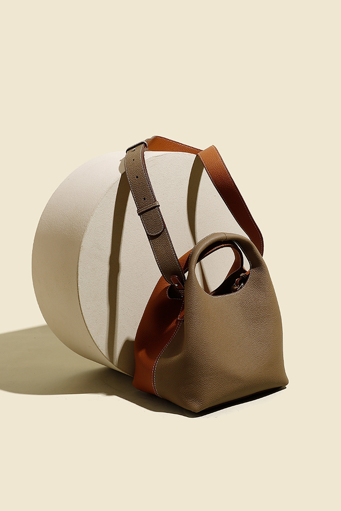 Fibflx Women's Double-sided Leather Boho Bucket Handbag