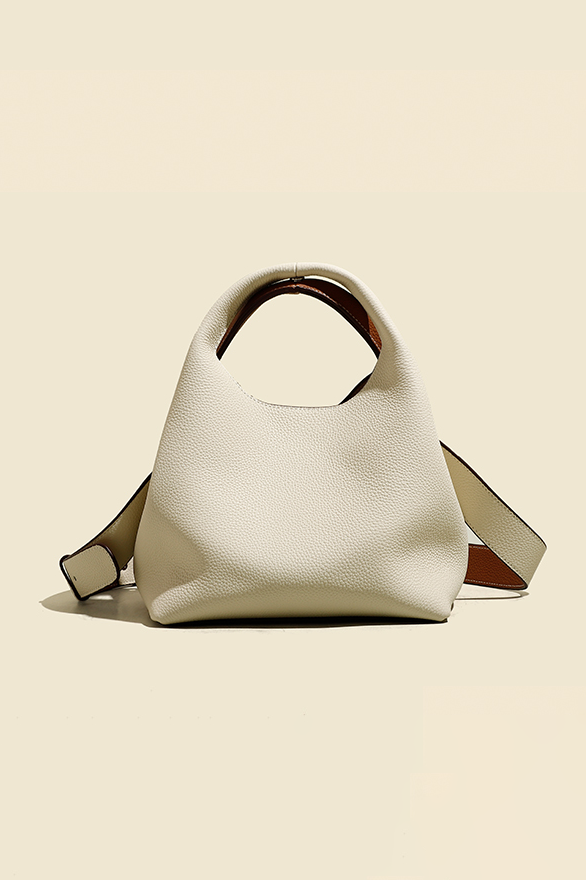 Fibflx Women's Double-sided Leather Boho Bucket Handbag