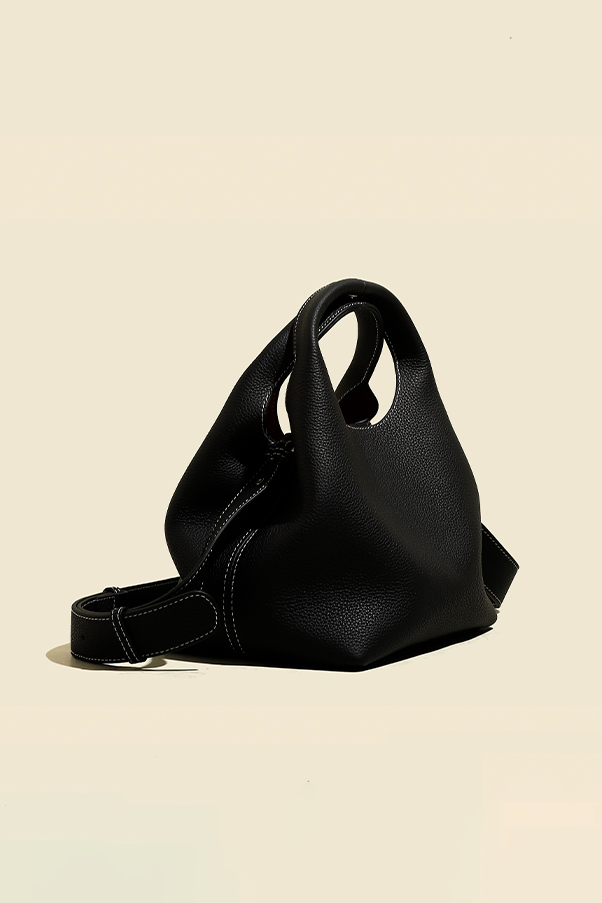 Fibflx Women's Double-sided Leather Boho Bucket Handbag