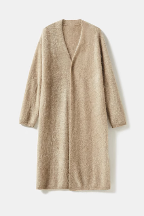 Fibflx Women's Luxe Open Front Fuzzy Brushed Cashmere Duster Cardigan