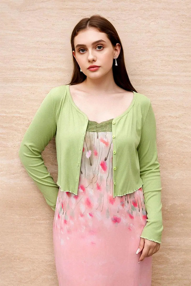 Lightweight Ribbed V-Neck Cover-Up Cardigan | FIBFLX