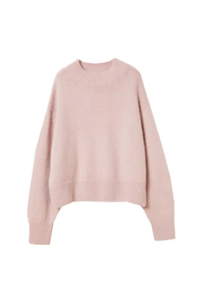 Fibflx Womens Oversized Half Mock Neck Wool Alpaca Sweater