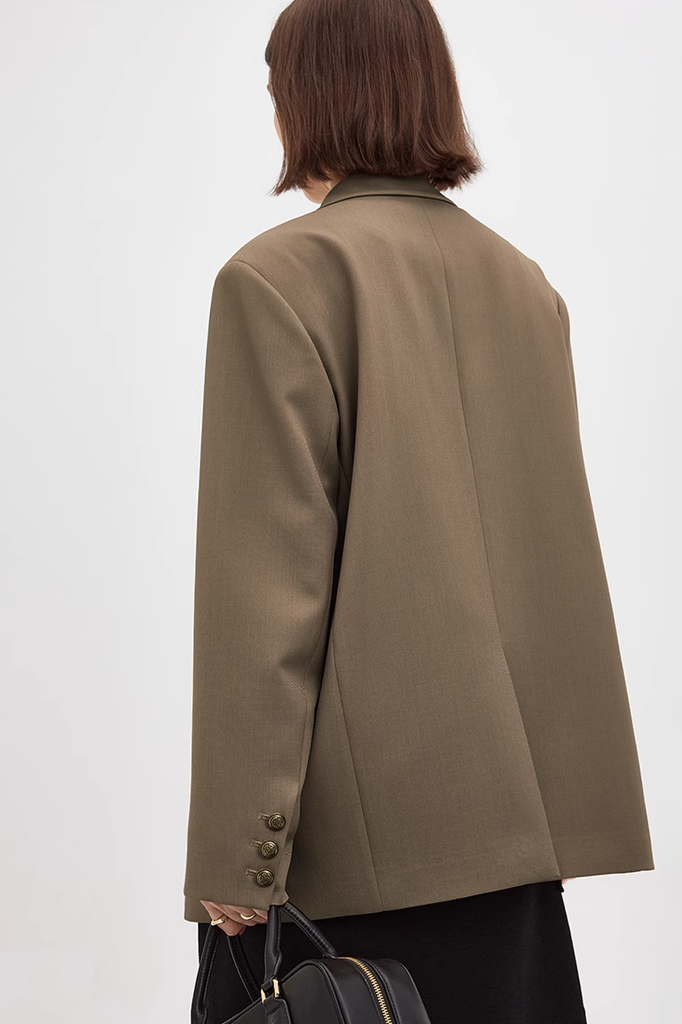 Fibflx Women's Oversized Retro Textured Classic Double Breasted Suit