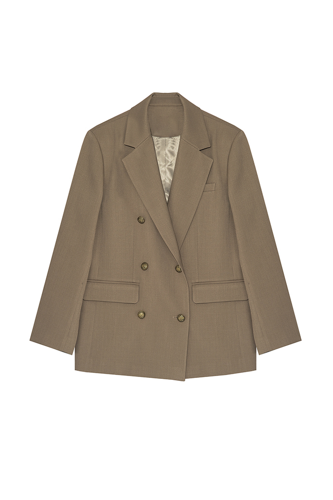 Fibflx Women's Oversized Retro Textured Classic Double Breasted Suit