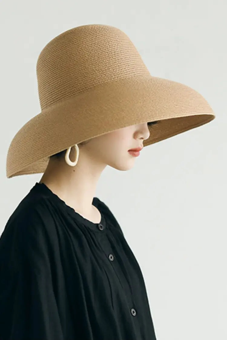 Fibflx Women's Summer Packable Wide-Brim Straw Cloche Hat