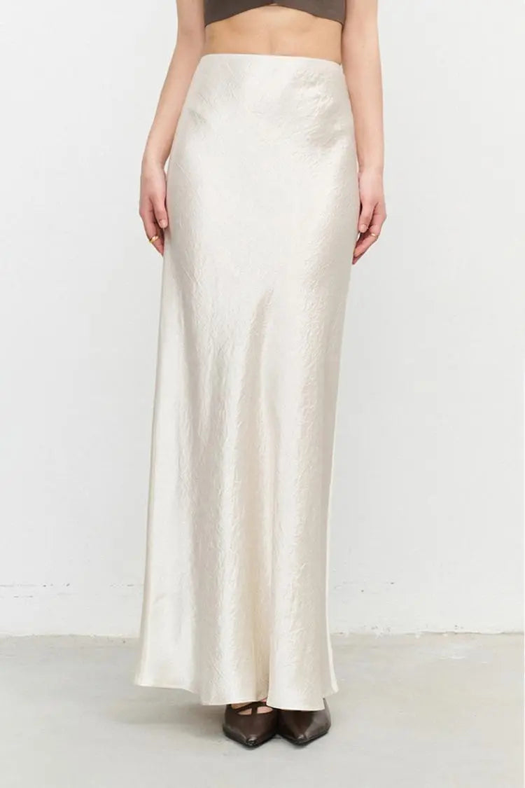 Fibflx Women's White Triacetate Slip Satin Maxi Skirt | Available in ...
