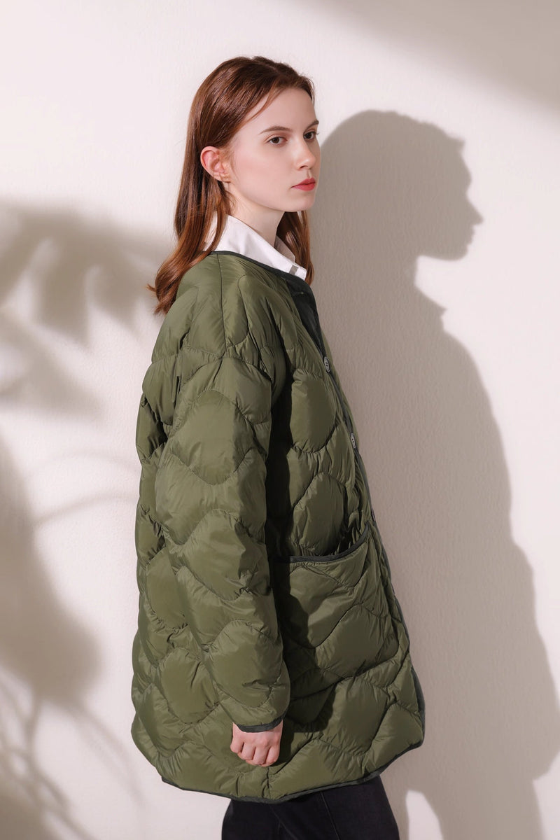 Fibflx Women's Contrast Color Quilted Jacket